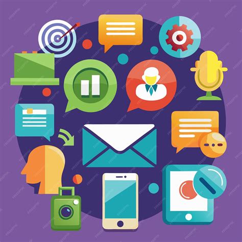 Colorful Icons Represent Communication Technology Social Media And