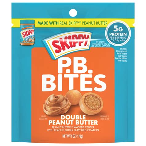 Skippy Peanut Butter Bites Double Peanut Butter Snack 6 Oz Resealable