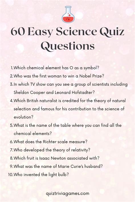 60 Easy Science Quiz Questions And Answers Science Quiz Easy Science Science Trivia