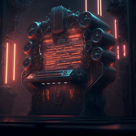 Premium Ai Image There Is A Computer Keyboard In A Futuristic Room With Neon Lights Generative Ai