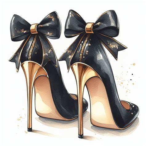 Watercolor High Heels Clipart Bundle Black And Gold High Heels Clip Art
