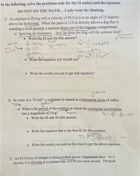 Solved In The Following Solve The Problems Only For The SI Chegg Com