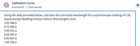 solved ia calibration curve homework unanswered using the