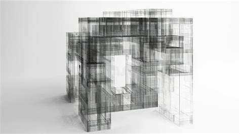 Abstract Metallic Cube Structure In A Minimalistic Setting With Grid Pattern And 3d Design