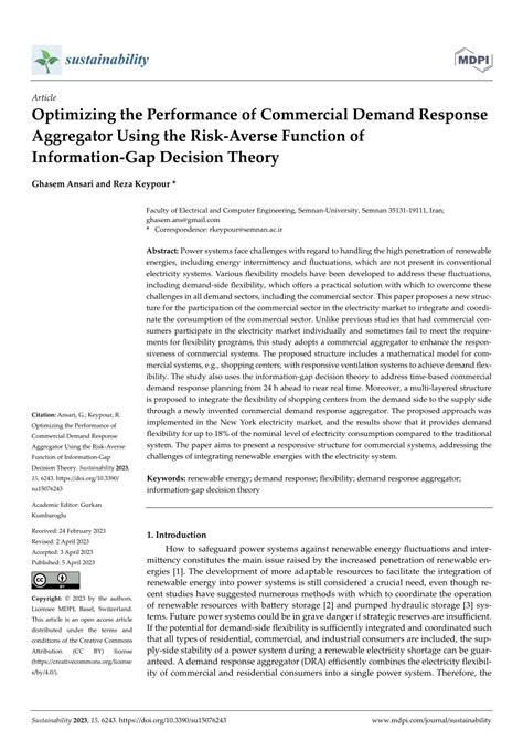 pdf optimizing the performance of commercial demand response