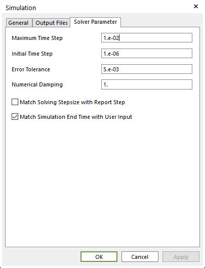 solver parameter tab