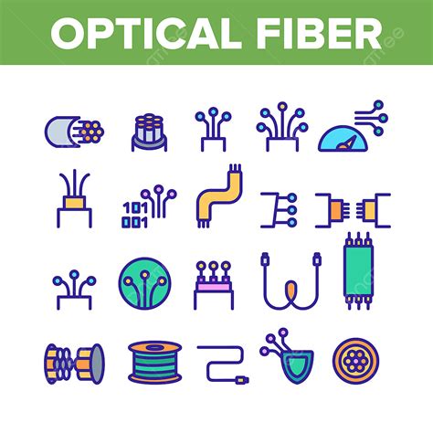 Conjunto De Iconos De Elementos De Color De Fibra óptica Vector Png Dibujos Optical Fibra