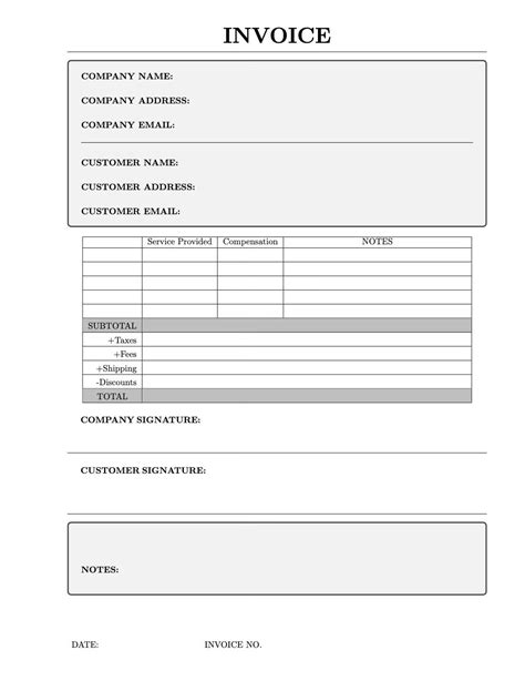 Invoice Template Digitally Fillable And Or Printable NO Adobe Or PDF Viewer Needed You Can