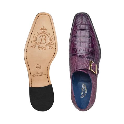 Belvedere Pablo Ant Purple Genuine Caiman Crocodile And Lizard Sing