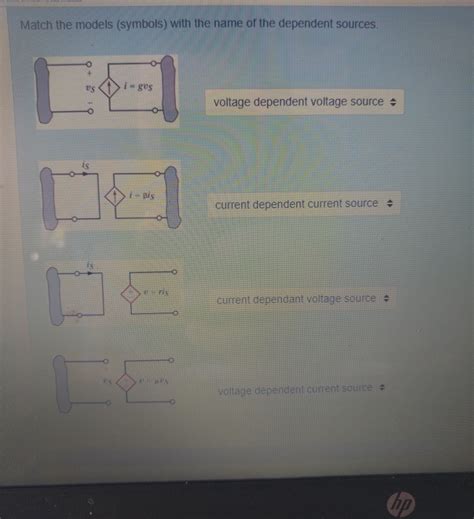 solved match the models symbols with the name of the
