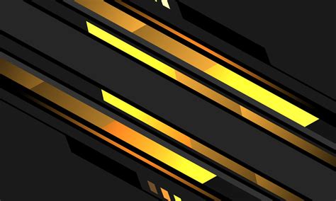 Abstract Yellow Neon Light Line Geometric Cyber Dynamic Slash On Grey Black Circuit Design