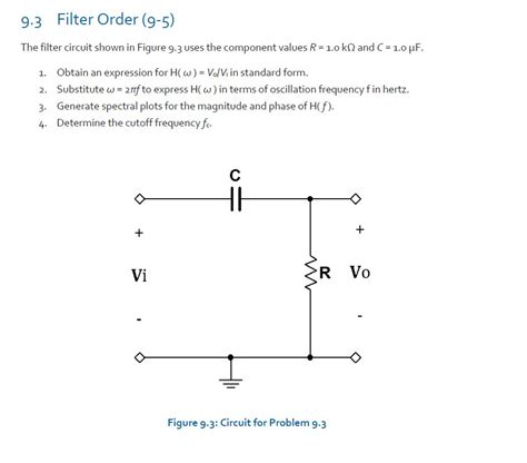 Solved The Filter Circuit Shown In Figure 93 Uses The