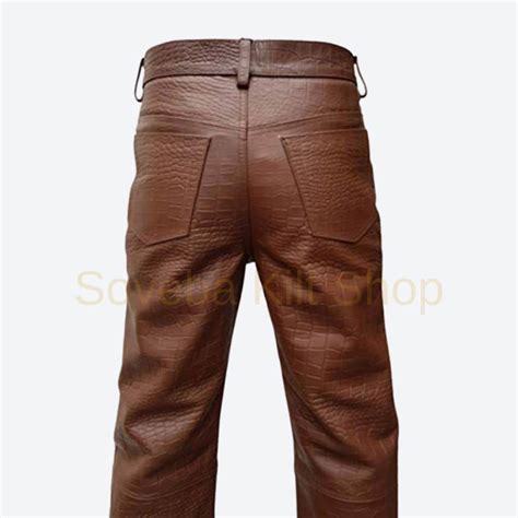 Mens Brown Leather Pant Styllish Jeans Pant Soveba Kilt Shop