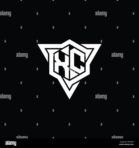 Xc Letter Logo Monogram Hexagon Shape With Triangle Outline Sharp Slice Style Design Template