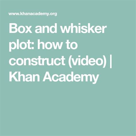 Box And Whisker Plot How To Construct Video Khan Academy Khan