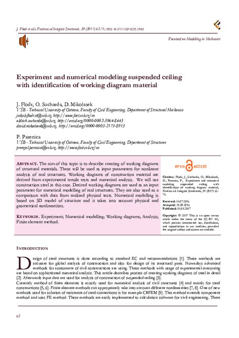 Pdf Experiment And Numerical Modeling Suspended Ceiling With Identification Of Working Diagram