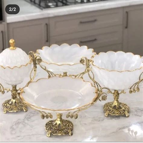 خرید و قیمت سرویس پذیرایی 4 پارچه پایه برنجی کیفیت عالی لطفا قبل خرید