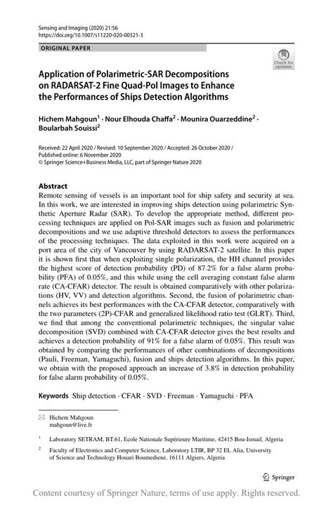 Application Of Polarimetric Sar Decompositions On Radarsat 2 Fine Quad Pol Images To Enhance The