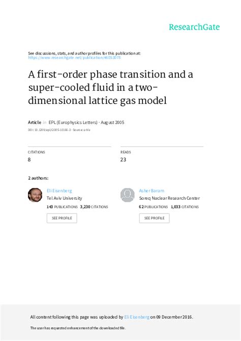 Pdf A First Order Phase Transition And A Super Cooled Fluid In A Two Dimensional Lattice Gas Model