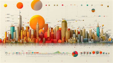 Vibrant Cityscape Infographic With Data Visualization Stock Illustration Illustration Of