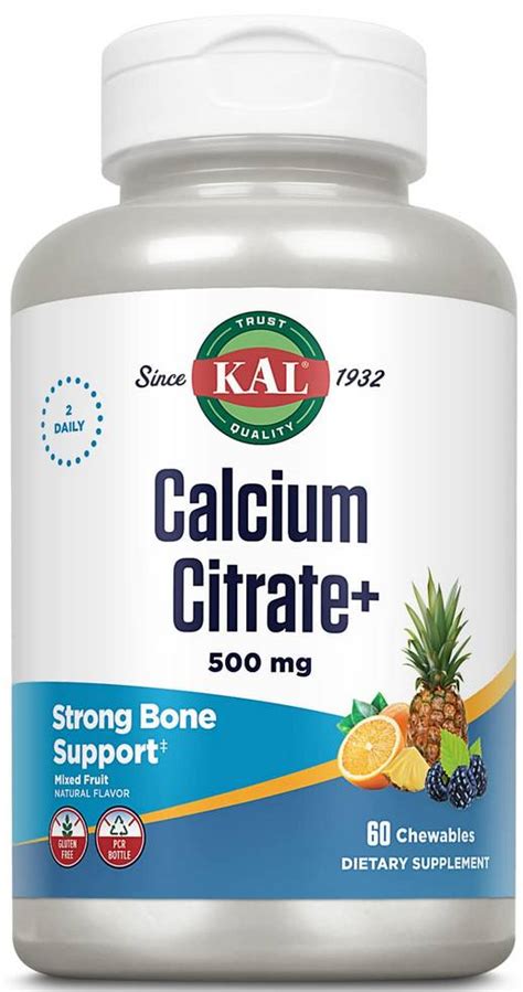 Calcium Citrate Plus Chewable 60ct Mixed Fruit Flavor By Kal Available At Vitanet