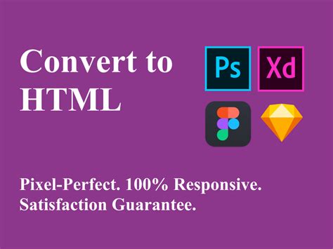figma psd xd design converted to a responsive pixel perfect html