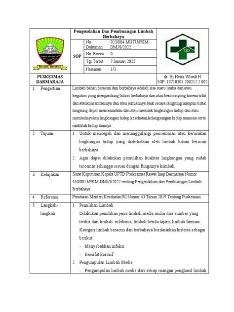 Sop Manajemen Limbah Pdf