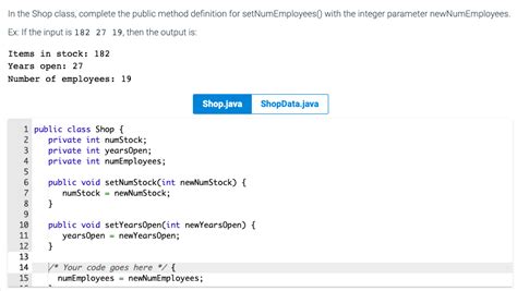 Solved In The Shop Class Complete The Public Method