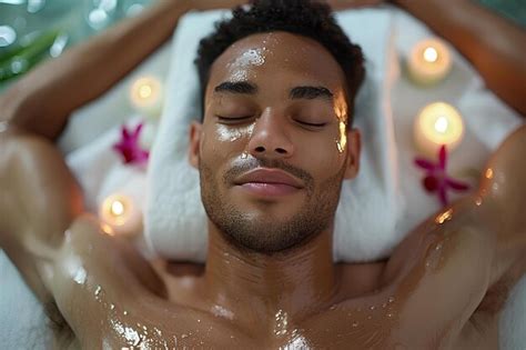 Premium Photo A Man Is Getting A Facial Massage With Candles On His