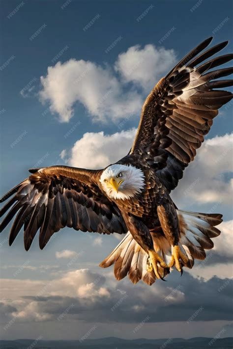 Premium Photo Flying Eagle Rendering With Open Wings American Bald