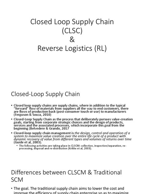Closed Loop Supply Chain Pdf Supply Chain Logistics