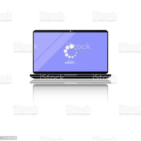 랩톱 업데이트 아이콘입니다 랩톱 소프트웨어 업데이트 격리 된 배경에 데이터 개념 간단한 디자인을 다운로드합니다 Eps 10 벡터 개념에 대한 스톡 벡터 아트 및 기타 이미지