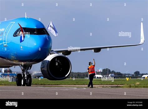 Schiphol The First Klm Airbus A321neo After Landing From The Airbus Factory In Hamburg At