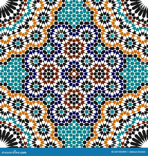 Seamless Geometric Pattern In Arabic Style Zellij Stock Vector Illustration Of Colored Flower