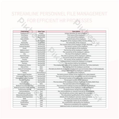 Improving Hr Efficiency Through Streamlined Personnel File Management Excel Template Free