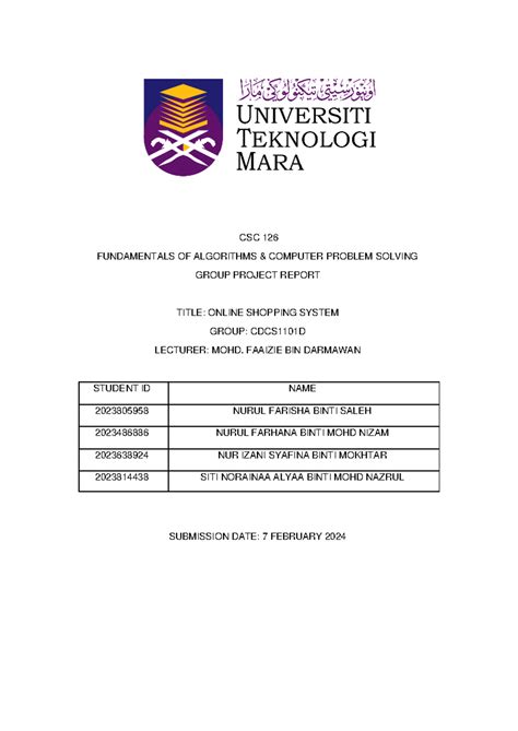 Report Assignment 126 Csc 126 Fundamentals Of Algorithms And Computer Problem Solving Group
