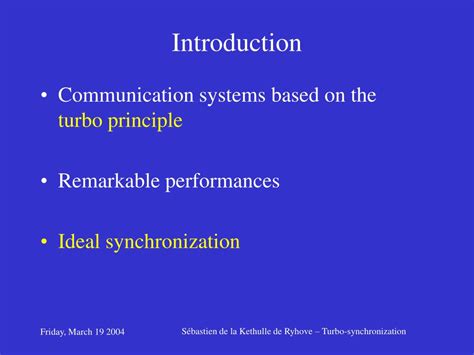 Ppt Turbo Synchronization Powerpoint Presentation Free Download Id