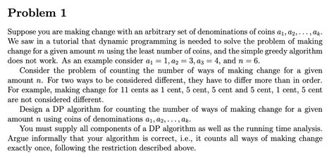 Problem 1 Suppose You Are Making Change With An Chegg Com