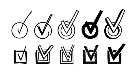 Set Of Round And Square Doodle Checkboxes With Tick Hand Drawn Scribble Check Marks Collection
