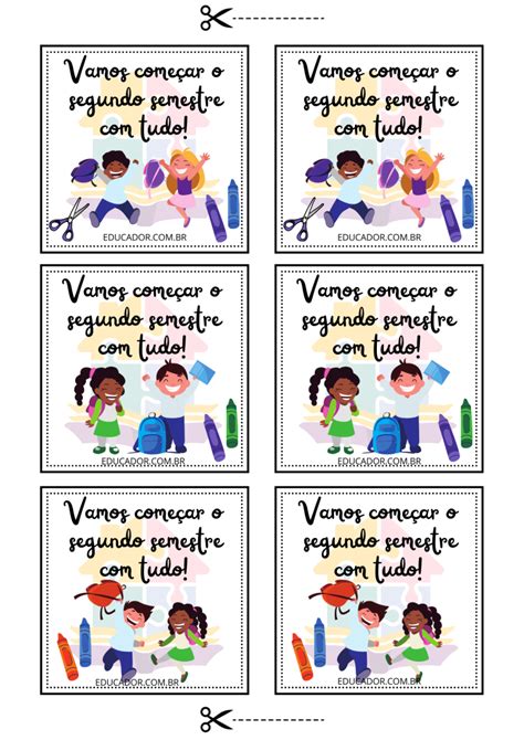 Cartões De Volta às Aulas Para Imprimir Educador