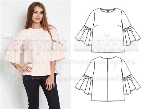 Выкройка блузки с оборками на рукавах евро 46 56 Скачать выкройку Sew выкройка