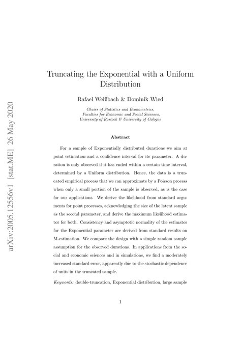 Pdf Truncating The Exponential With A Uniform Distribution