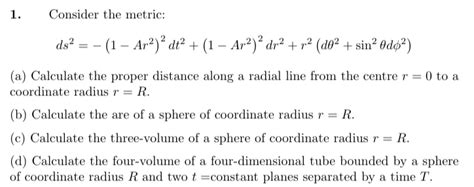 Solved Consider The Metric Chegg