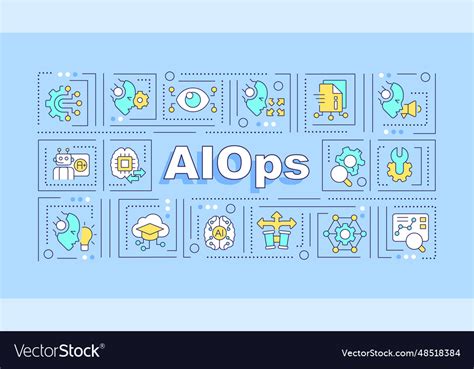 2d Ai Ops Text With Multicolor Line Icons Vector Image