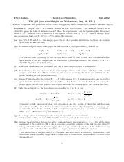 Hw Pdf ISyE A Theoretical Statistics HW Due At Midnight On Wednesday Aug ET Fall