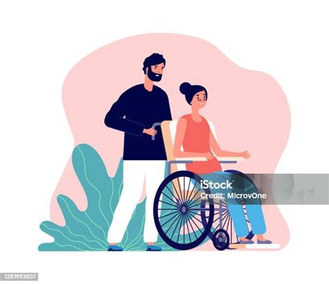 사람을 돕는다 휠체어를 탄 노인과 젊은 남성 고립 된 사회 복지사 또는 노인과 자원 봉사 할머니와 손자 가족 벡터 일러스트 가족에 대한 스톡 벡터 아트 및 기타 이미지
