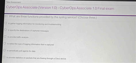 Solved Take Assessment Cyberops Associate Version 1 0 Cyberops Associate 1 0 Final Exam 51