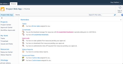 Projectserver Active Issues And Risks On Pwa Reminders Web Part Ps2010 Sp2010 Sharepoint