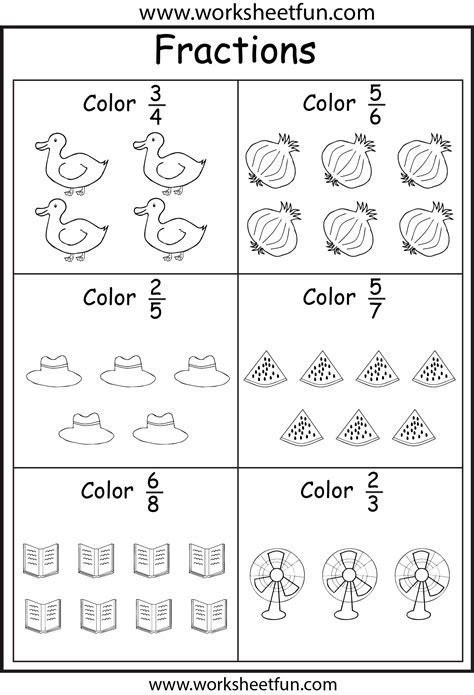 Coloring Fractions Worksheets