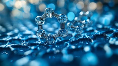 Molecular Structure On Blue Background Highlighting Science And Medical Concepts Stock